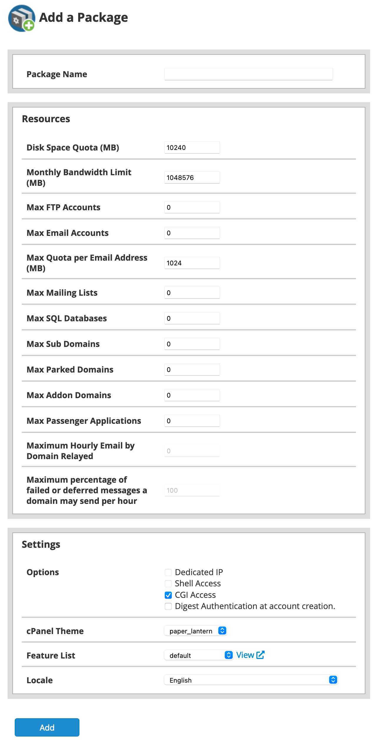 How to create a new hosting package on my Linux Hosting Reseller ...