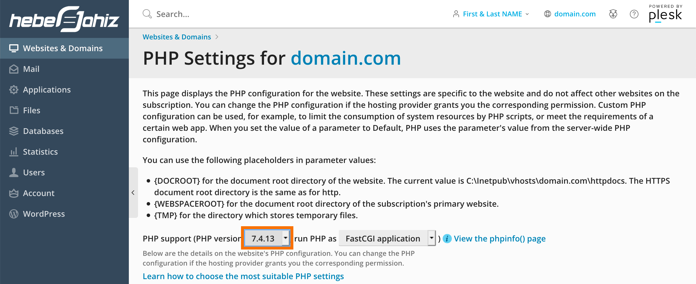 How To Change PHP Version On Plesk Heberjahiz
